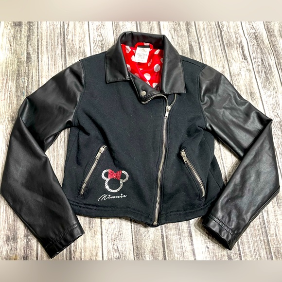 Disney | Jackets & Coats | Girls Medium 78 Disney Minnie Mouse Biker ...